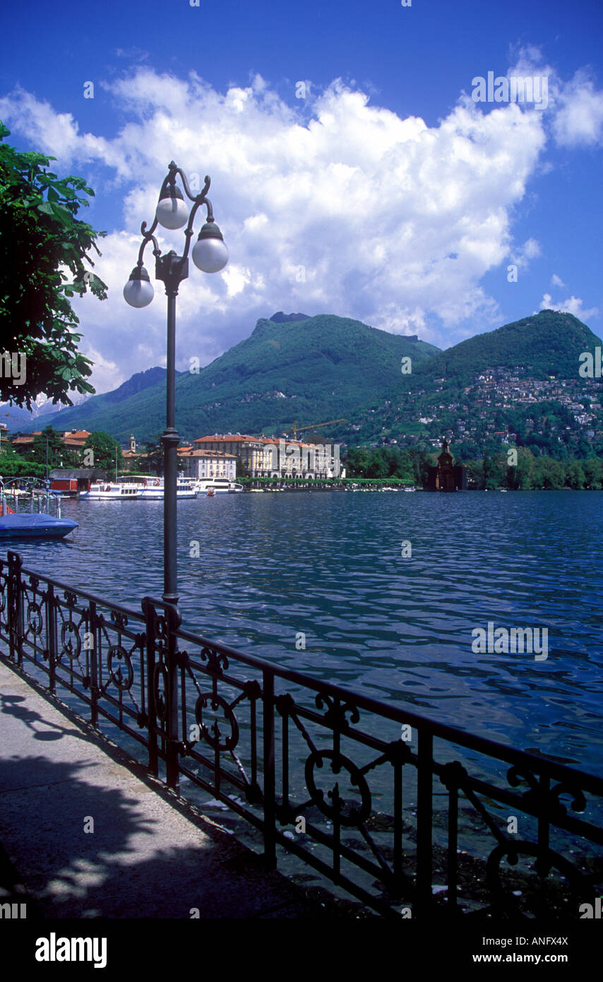 Lakeside view at Lugano Stock Photo - Alamy