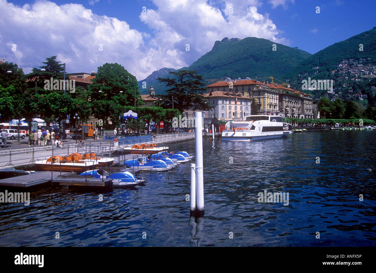 Lakeside view at Lugano Stock Photo - Alamy