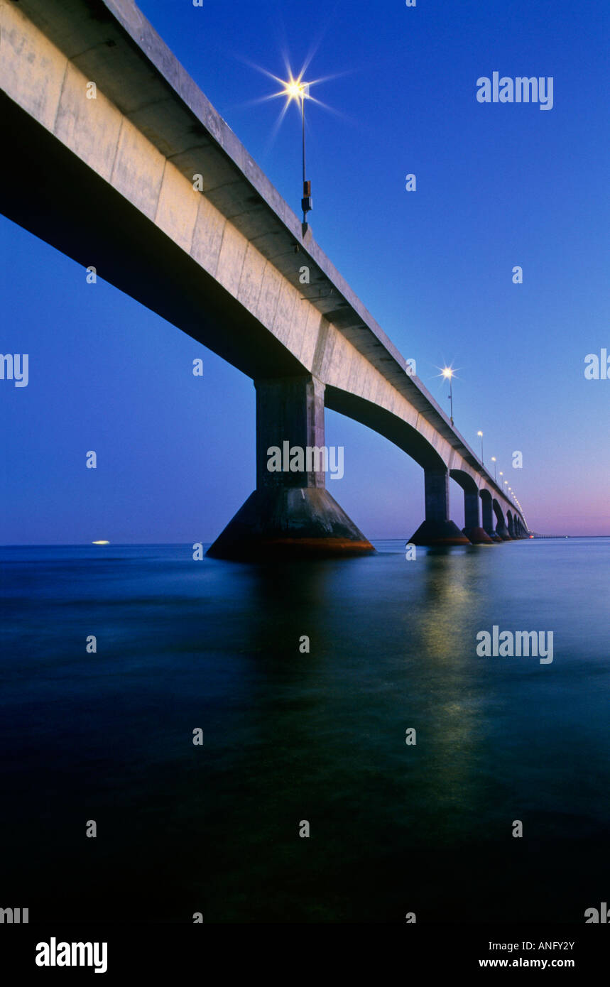 West side of Confederation Bridge from Borden, Prince Edward Island ...