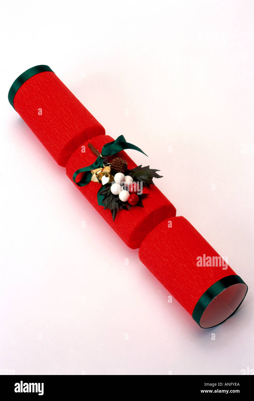 Red Christmas cracker on white Stock Photo - Alamy