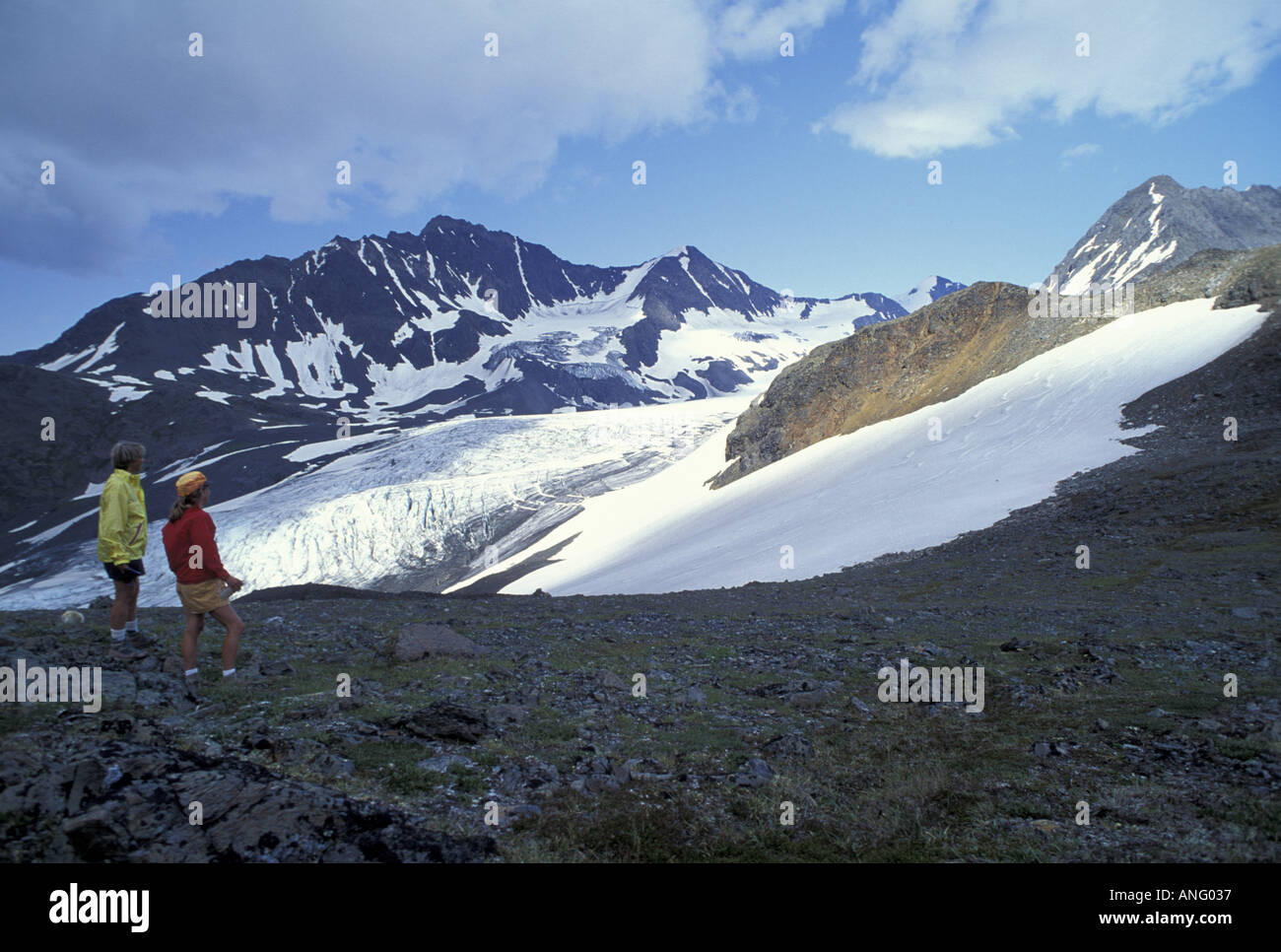 Hikers View Raven Glacier Crow Pass Chugach Mtns AK Southcentral Stock ...