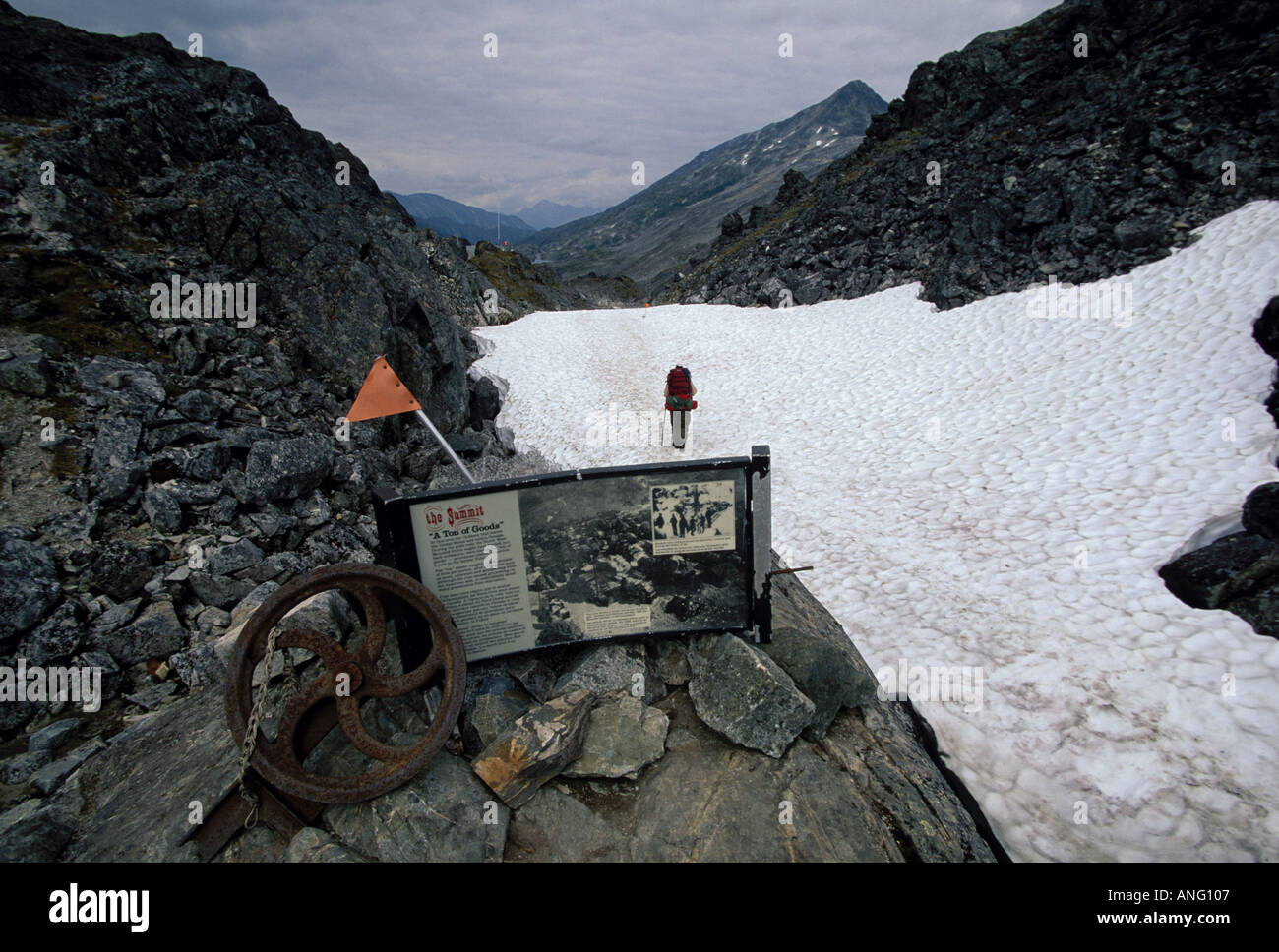 Person Hiking at Summit of Chilkoot Trail Alaska Stock Photo - Alamy