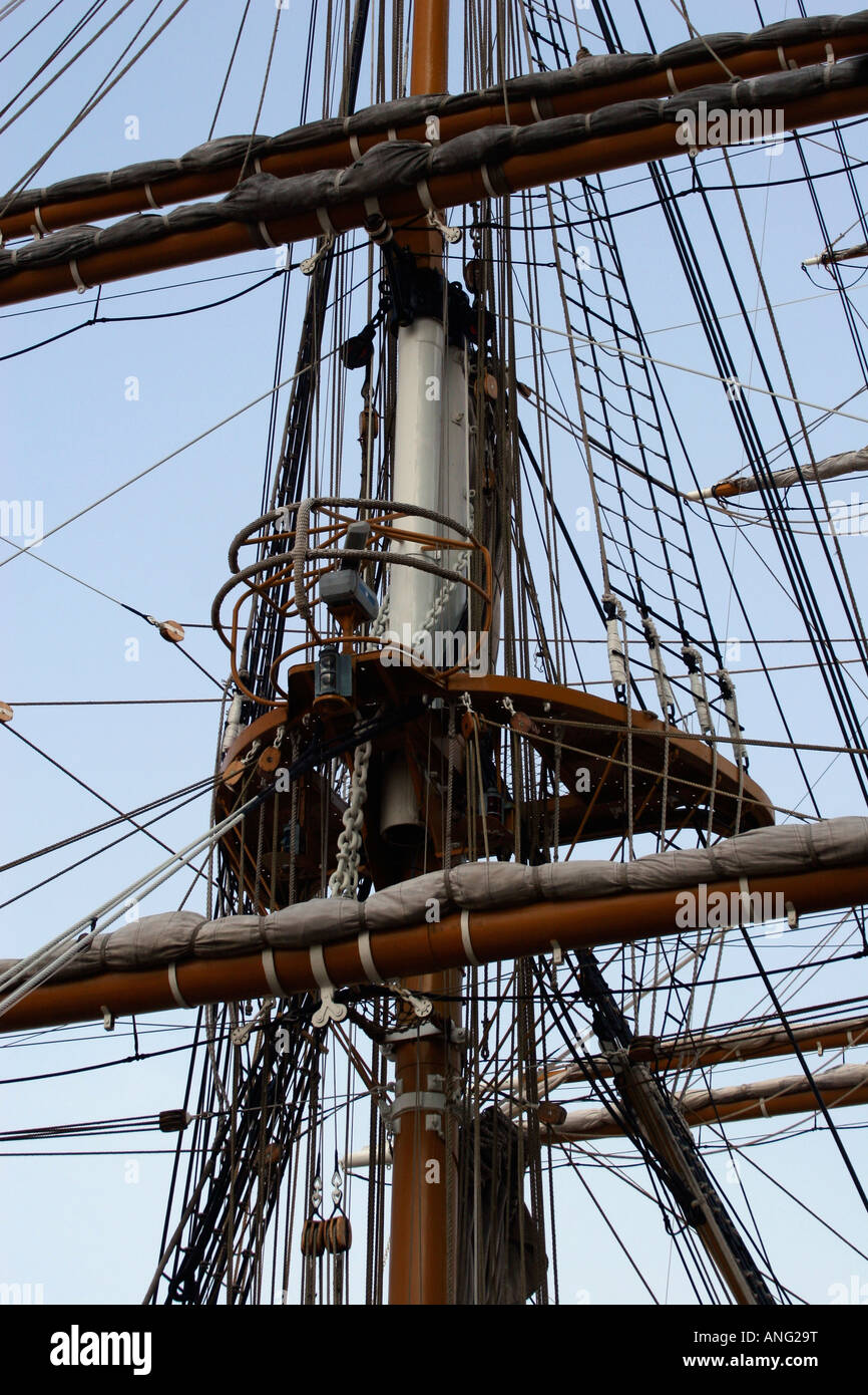 masts and ropes of ancient sailing ships at sail 2005 Amsterdam Stock ...
