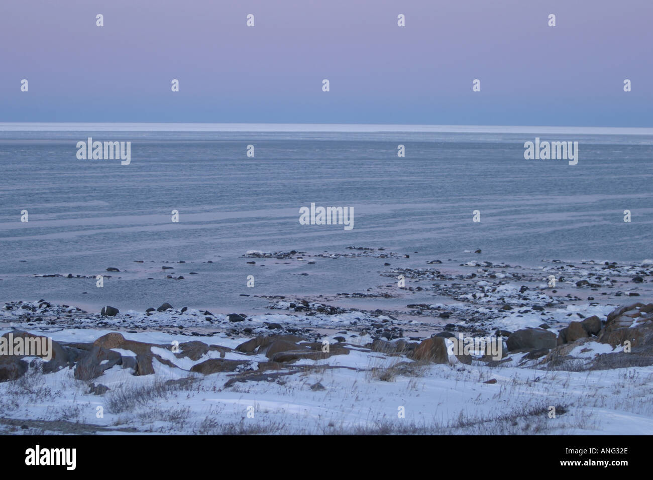 Southerly wind pushes the sea ice away from the coast outside Churchill ...