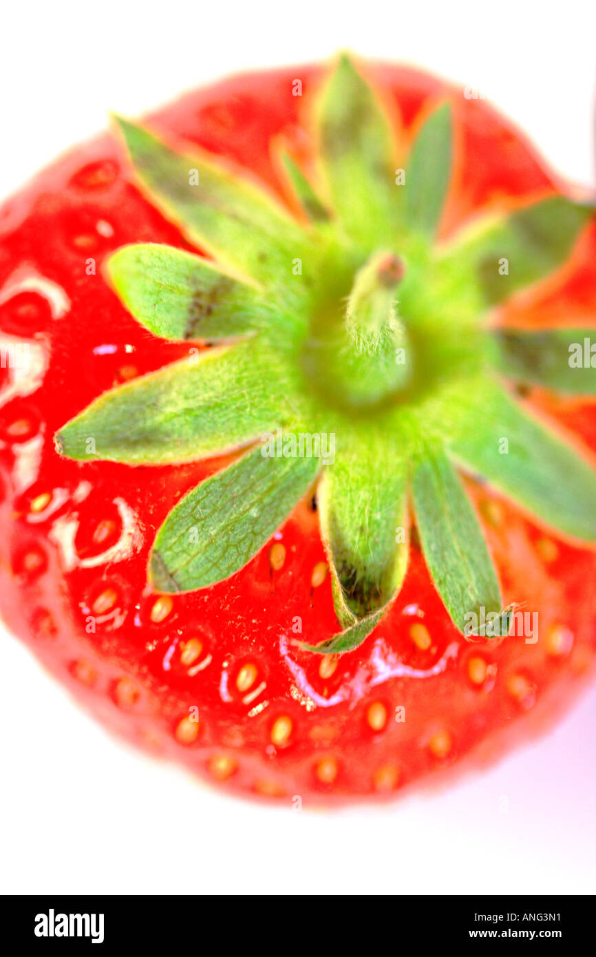 Overhead shot of strawberry and stalk Stock Photo - Alamy