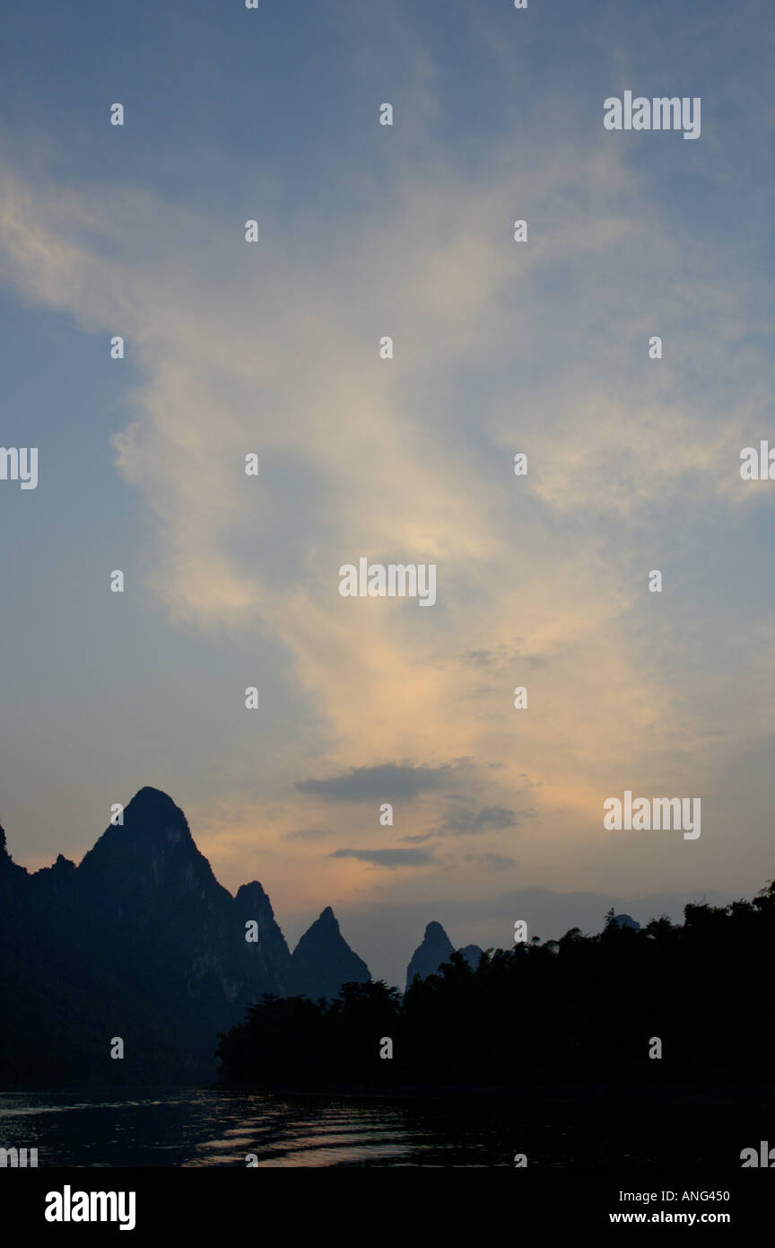 China Guangxi Limestone Peaks At Sunset Between Xinping And Yangshuo On ...