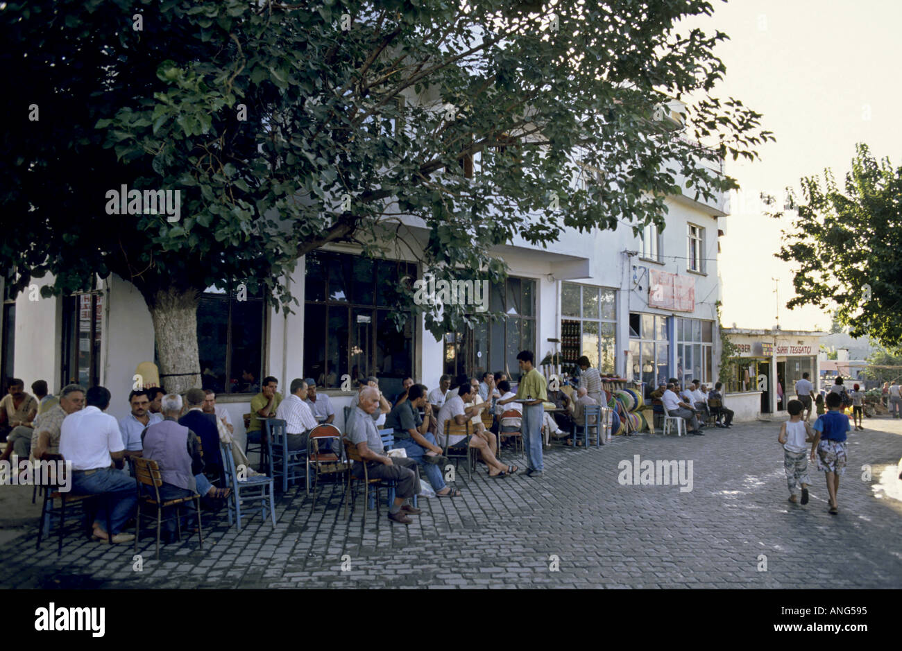Turkey Guzelcamli Men At A Cafe Terrace Late In The Afternoon Stock ...