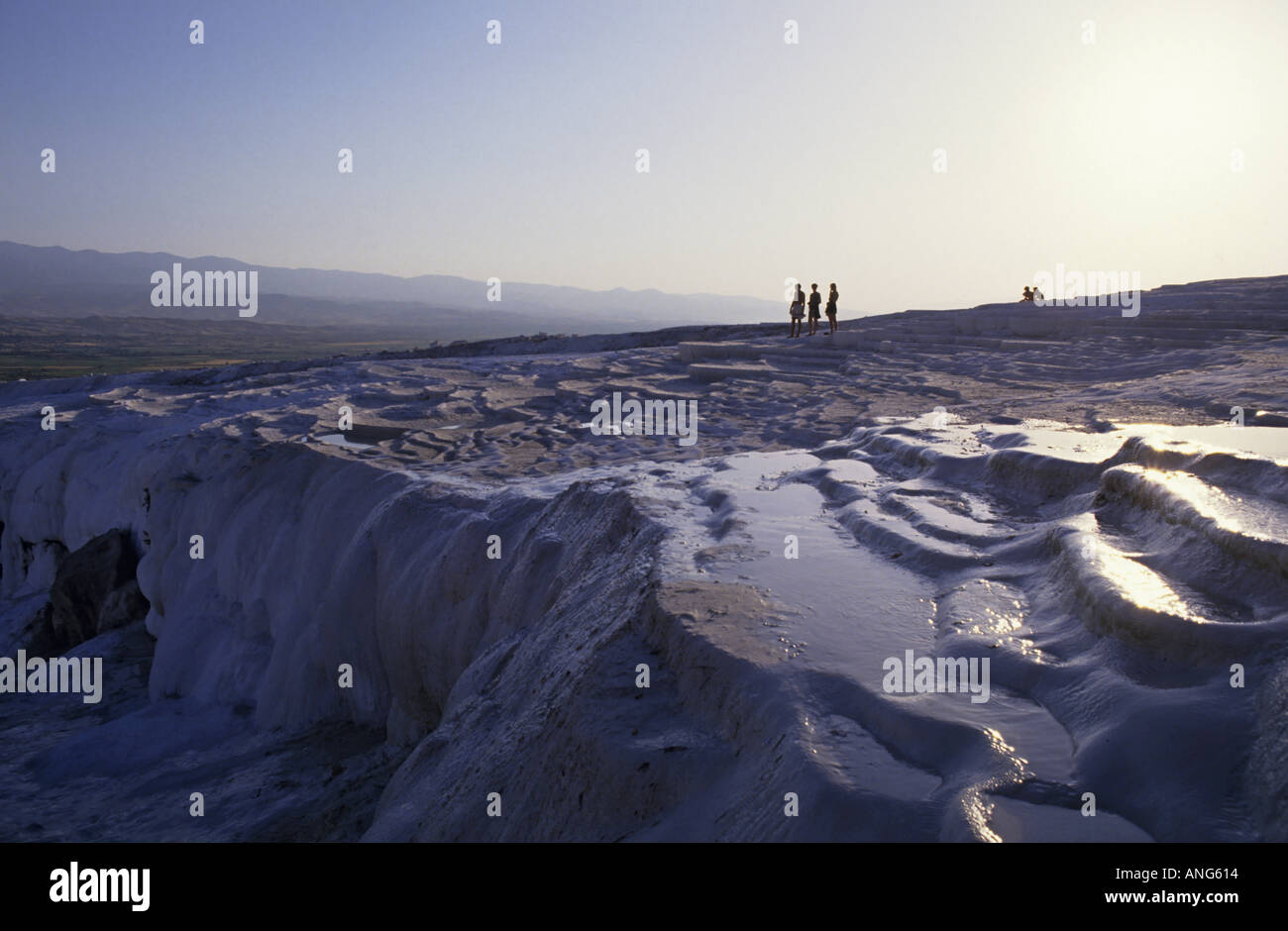 Turkey Pamukkale The Cotton Castle People Bathing In The Pools Stock ...