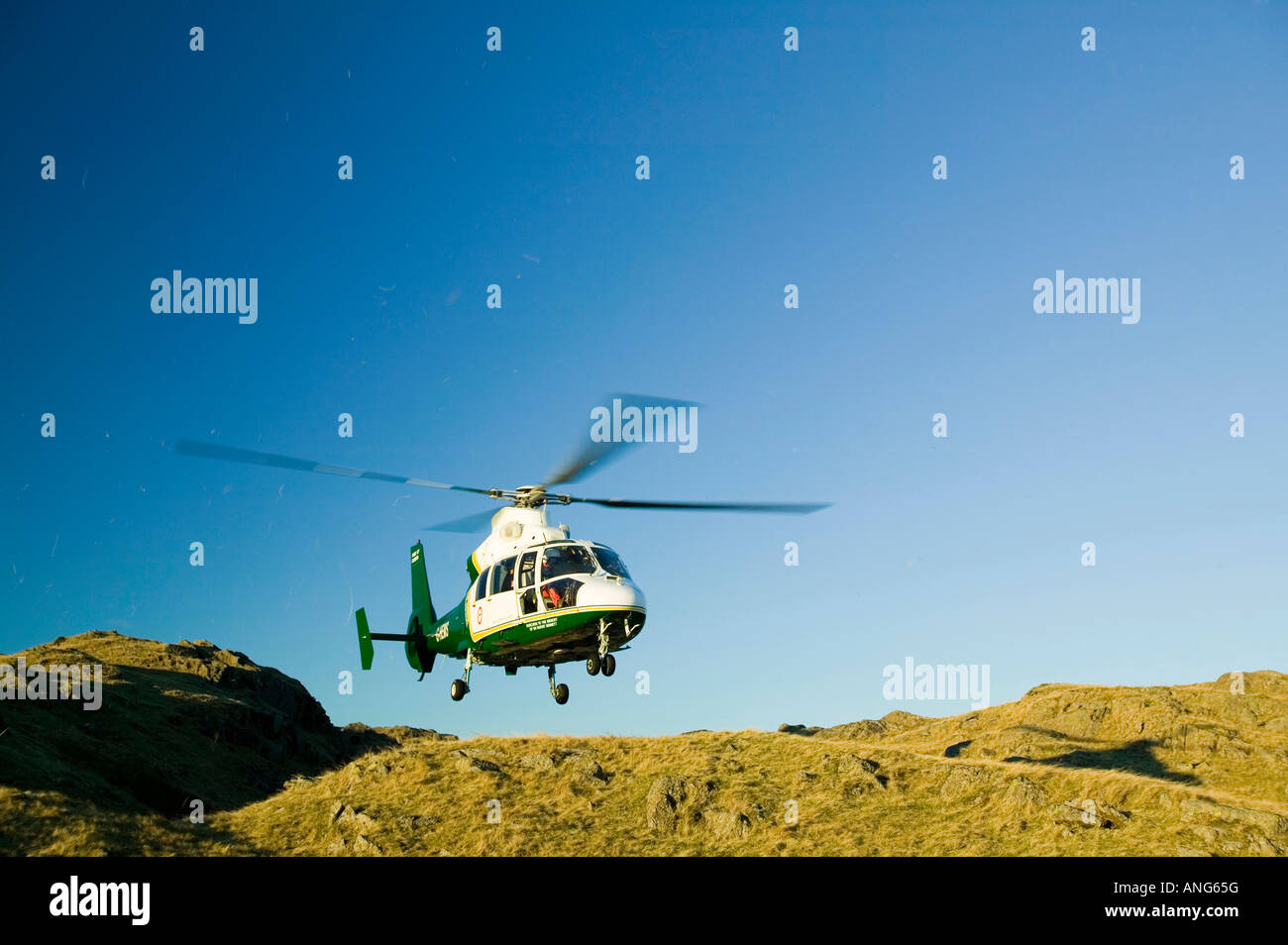 An Air Ambulance at an mountain rescue incident in the Lake district UK ...