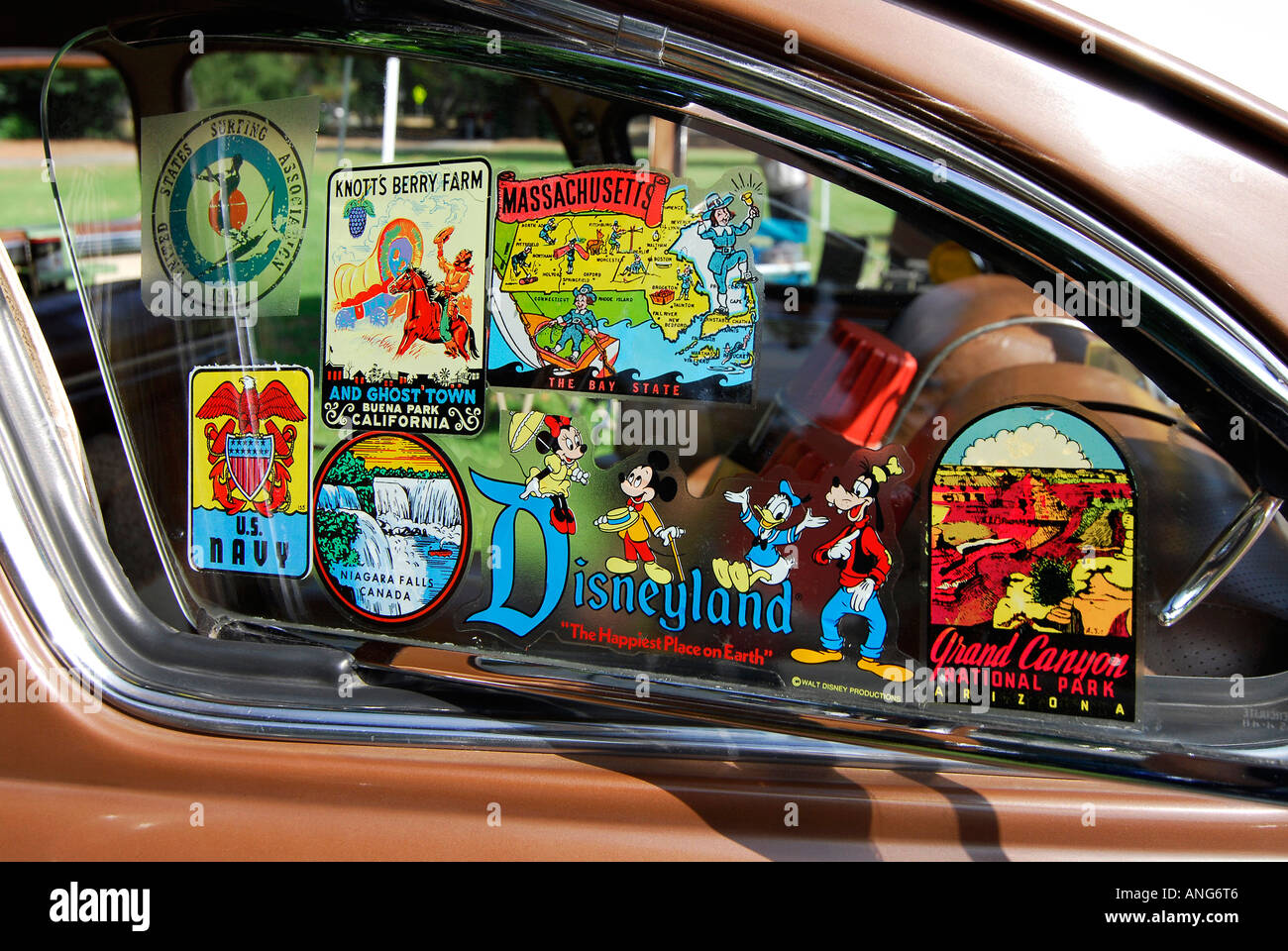 "Rear window ^1950 Chrysler Traveler sedan. covered in vacation ...