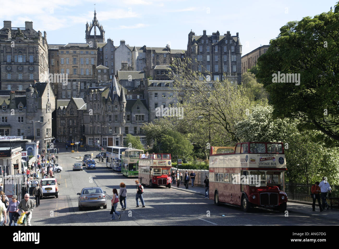 princes street plaza central edinburgh city scotland busy summer uk ...