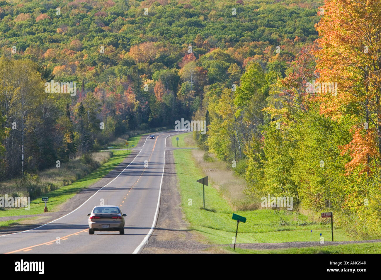 USA, WISCONSIN, Redcliff: Lake Superior Shore, Highway 13 / Autumn ...
