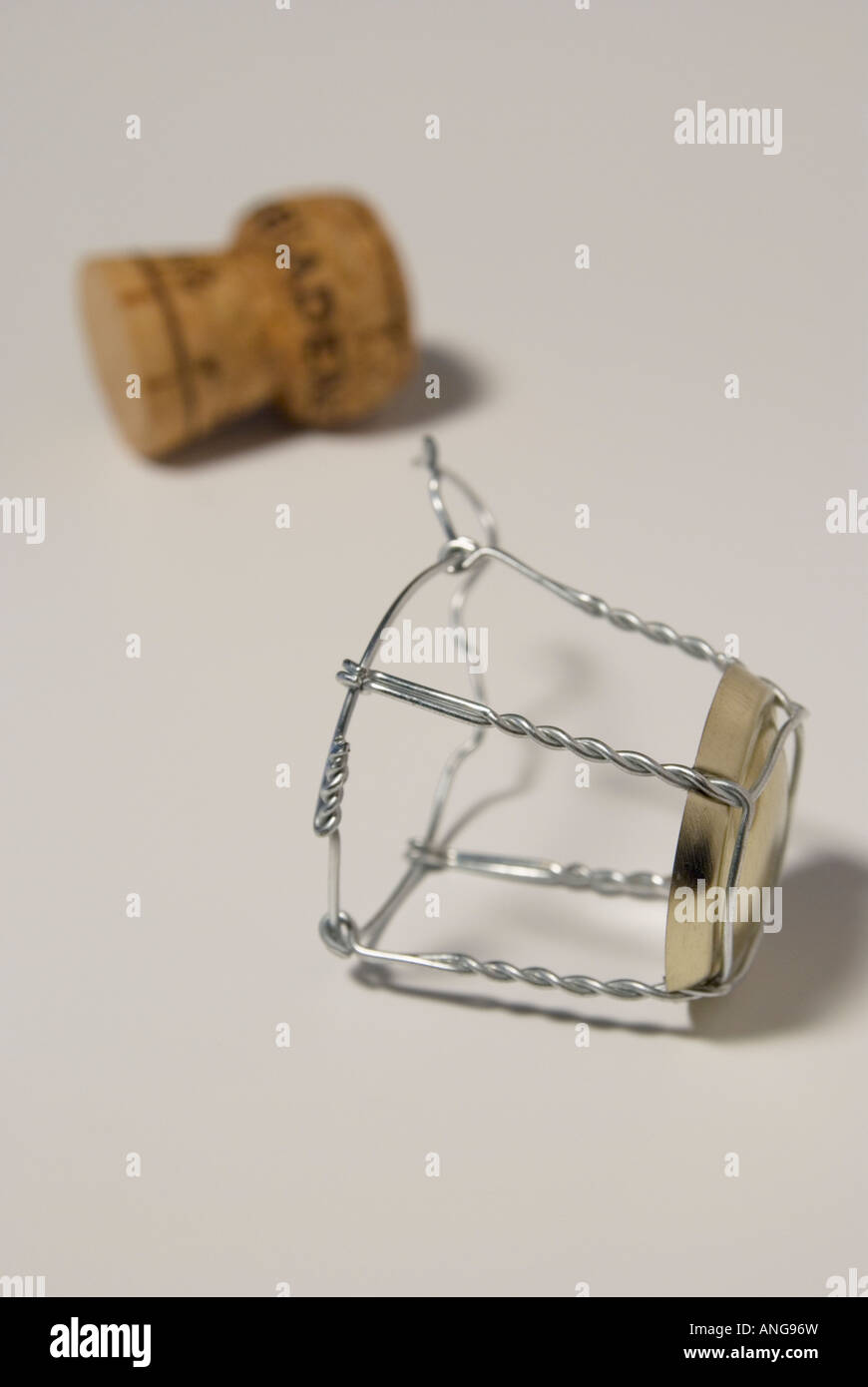 unwrapped champagne cork and muselet Stock Photo - Alamy