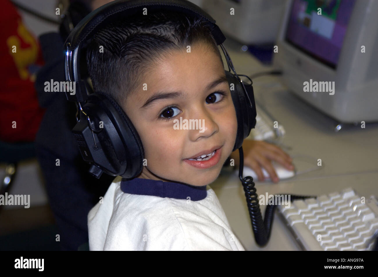 Latin student at computer Stock Photo - Alamy
