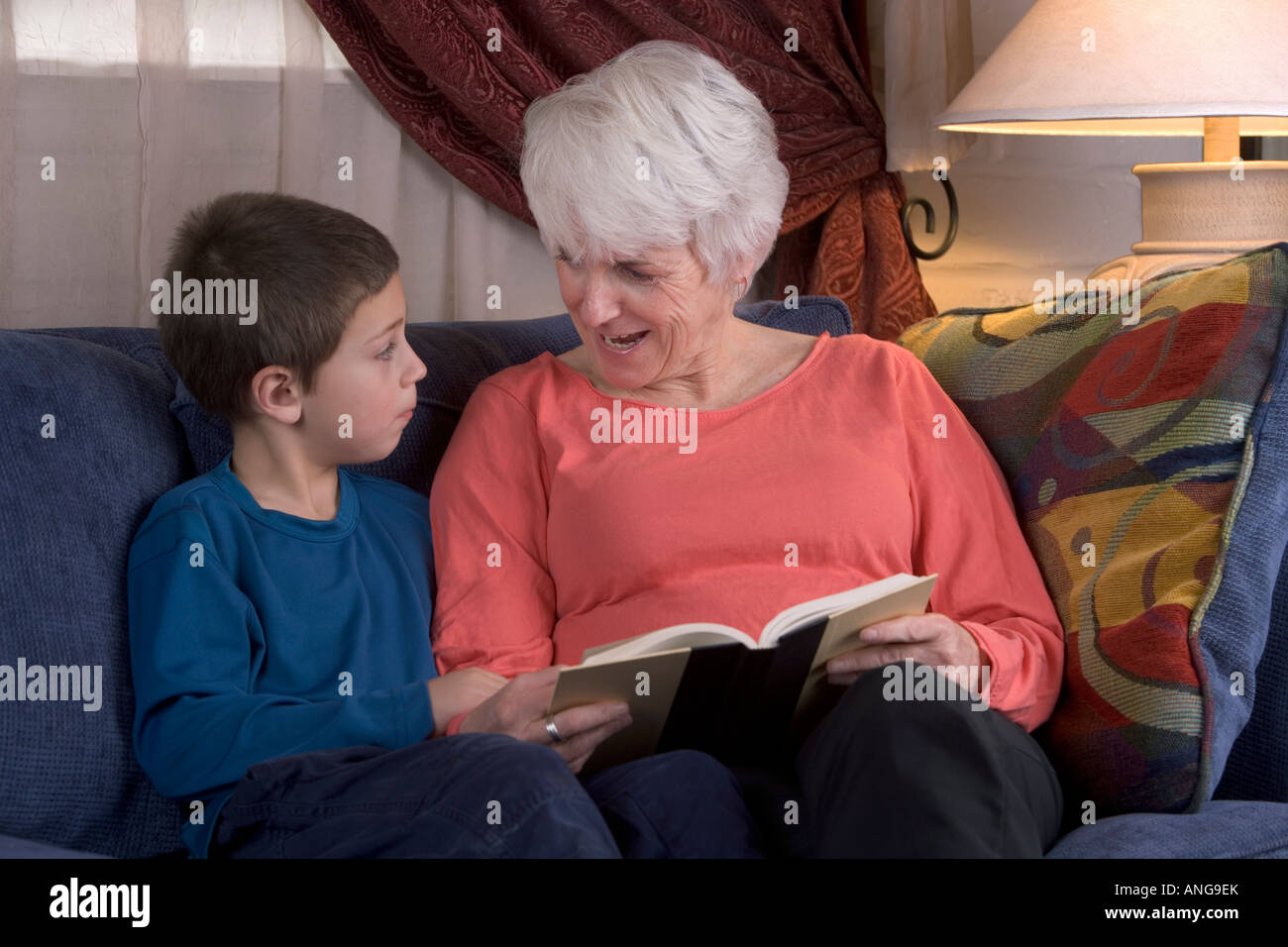 Grandmother reading story grandson hi-res stock photography and images ...