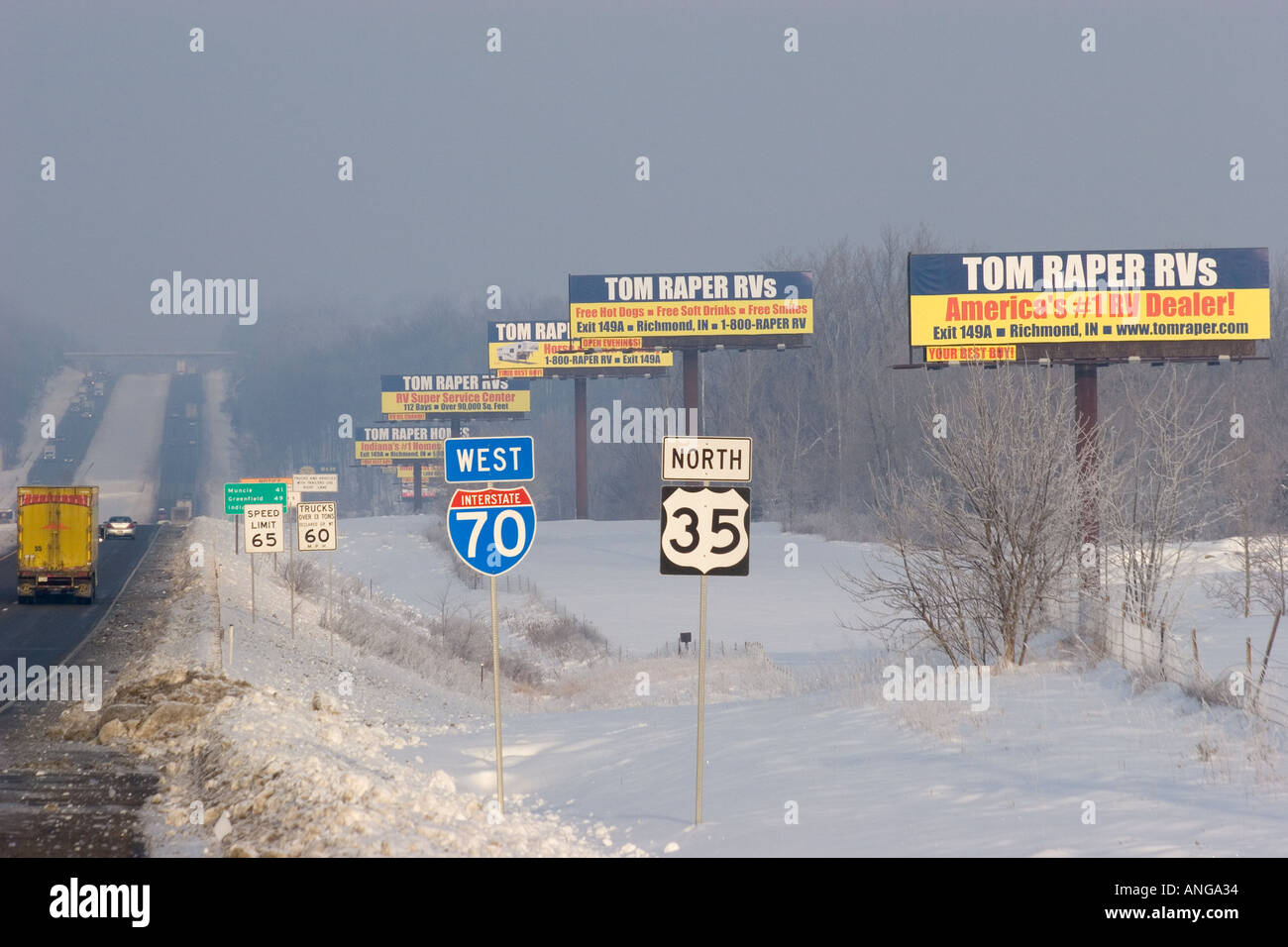Billboards Along Indiana Highway Stock Photo - Alamy