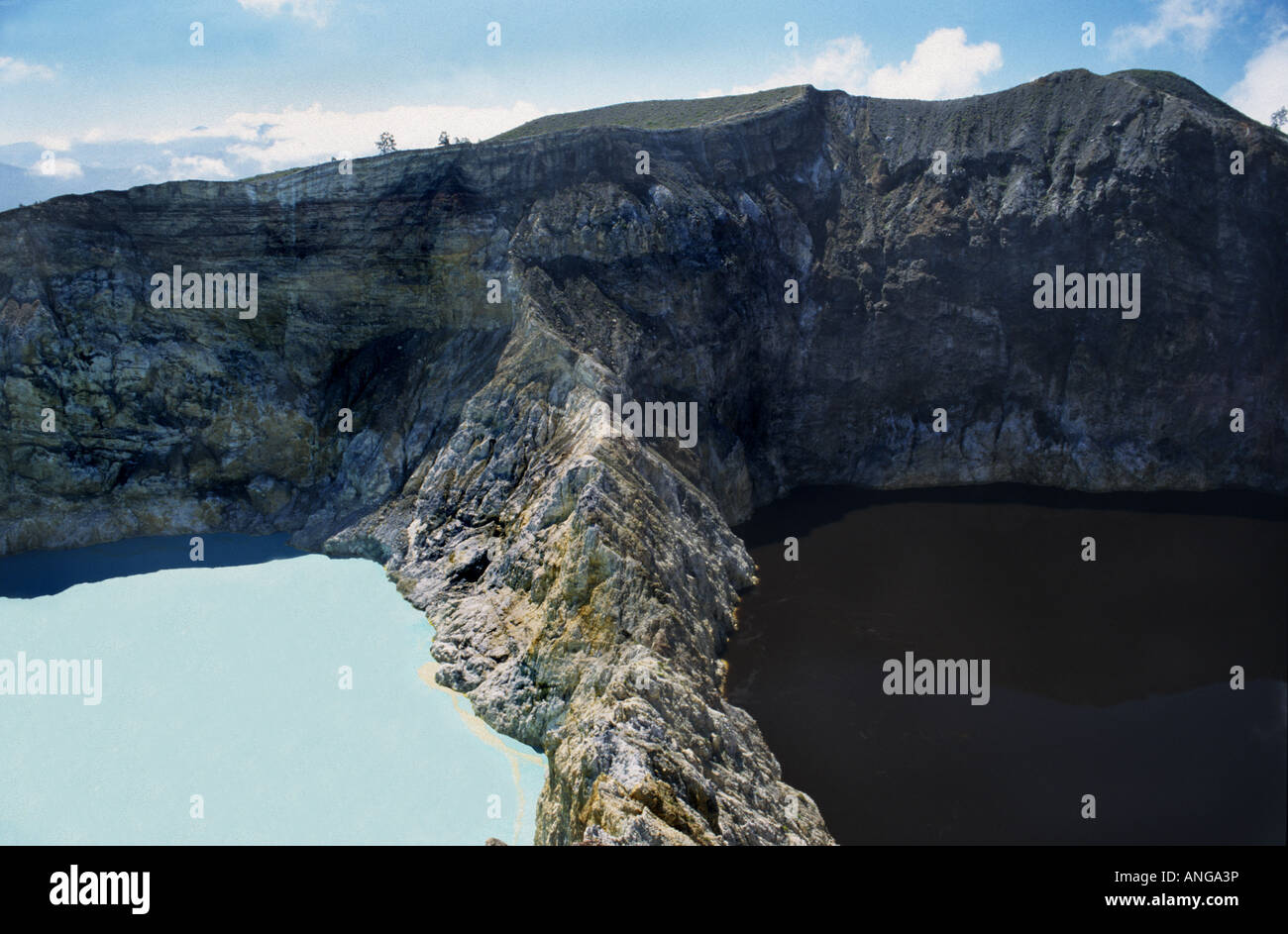 Coloured crater lakes, Kelimutu Volcano, Flores, Indonesia Stock Photo ...