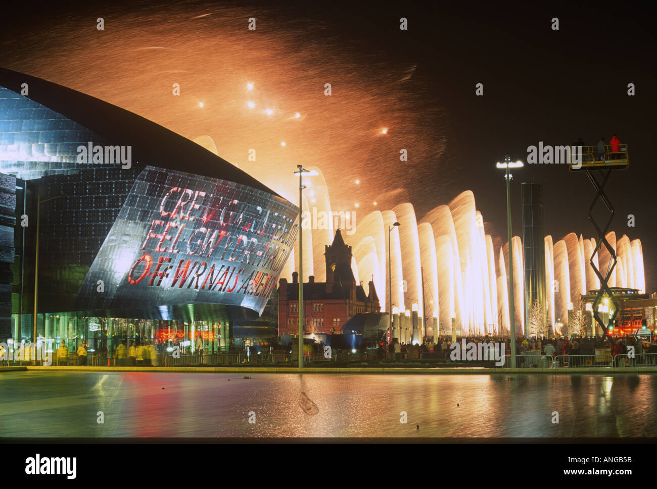 Fireworks Display Millennium Centre Cardiff Bay South Wales Stock Photo ...