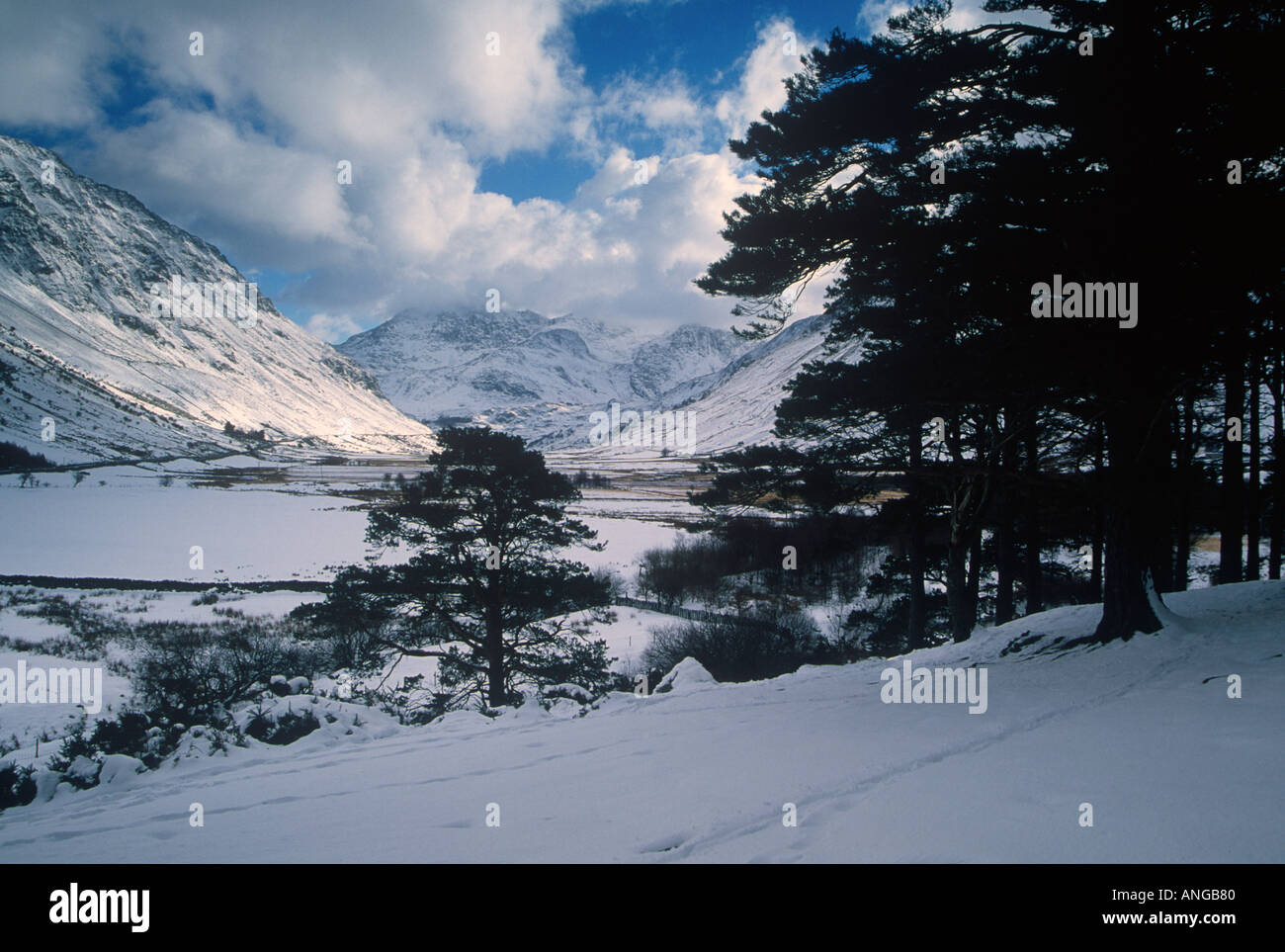 The Glyders from the Ogwen Valley Snowdonia North West Wales Stock ...