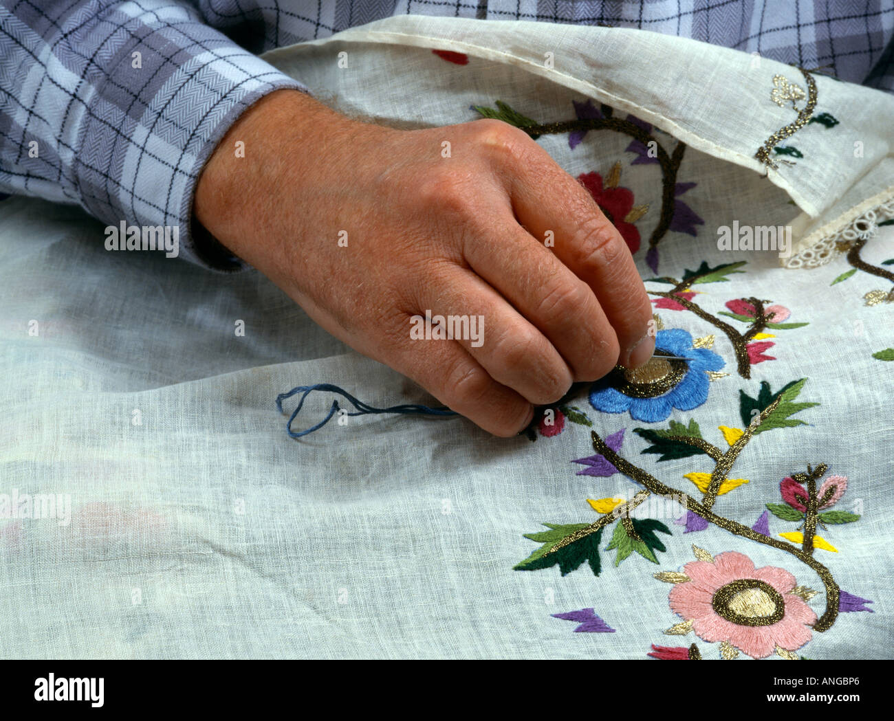Embroidery Male Hand Stock Photo - Alamy