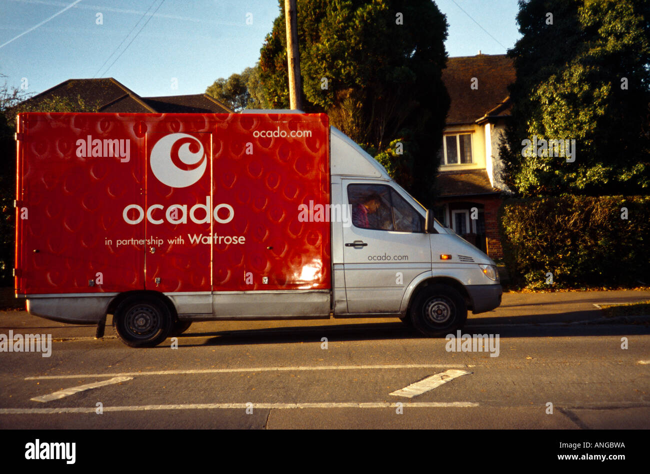 Ocado Delivery Van Delivering Waitrose Shopping in Cheam Surrey England ...