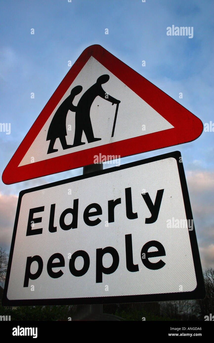 Elderly people road sign Stock Photo - Alamy