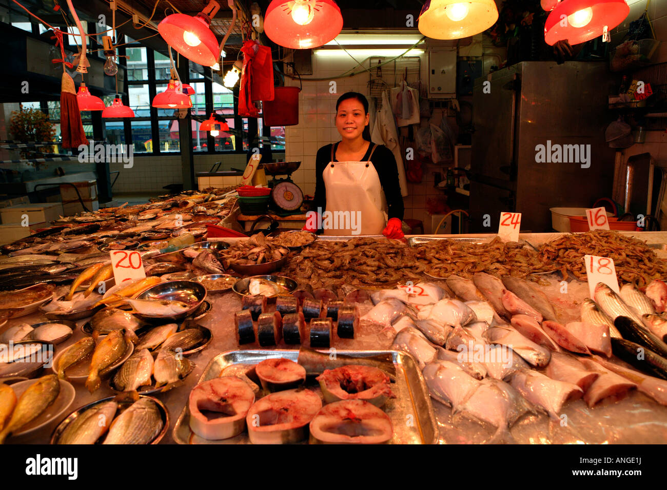 Tai Po food market Hong Kong, China, Asia. Fish Stall Stock Photo - Alamy