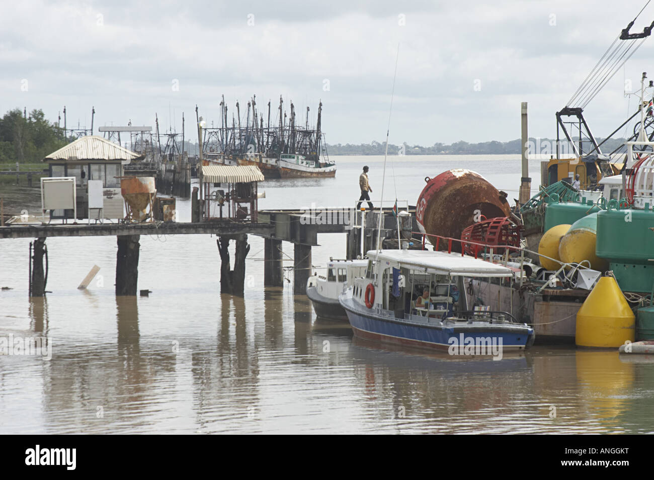 Pier on the Suriname River in the capital city of Paramaribo Suriname ...