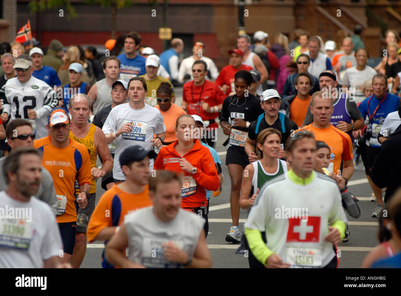 ING NYC Marathon near Mt. Morris Park in Harlem Stock Photo - Alamy