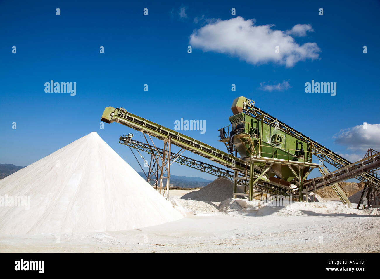 Quarrying Stone Crusher Conveyor Belt. Heavy machinery at building ...