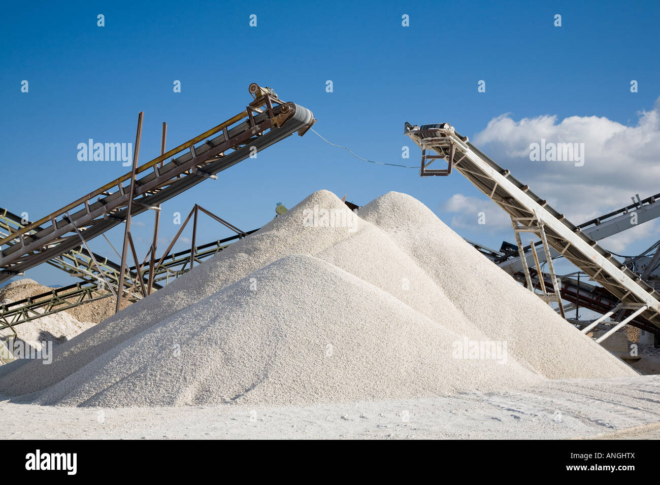 Quarrying Stone Crusher Conveyor Belt. Heavy machinery at building ...