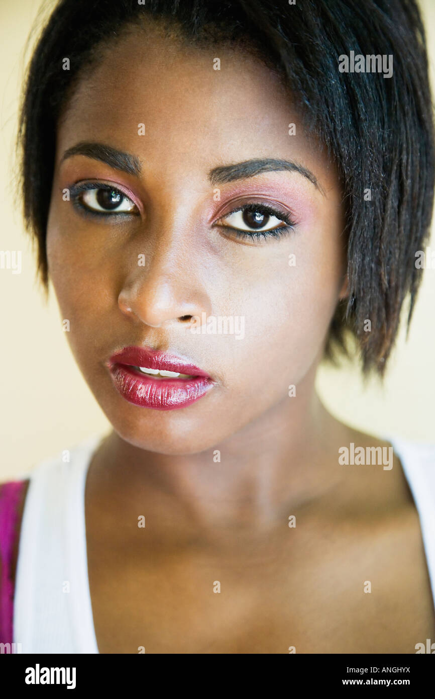 African woman with short hair Stock Photo - Alamy