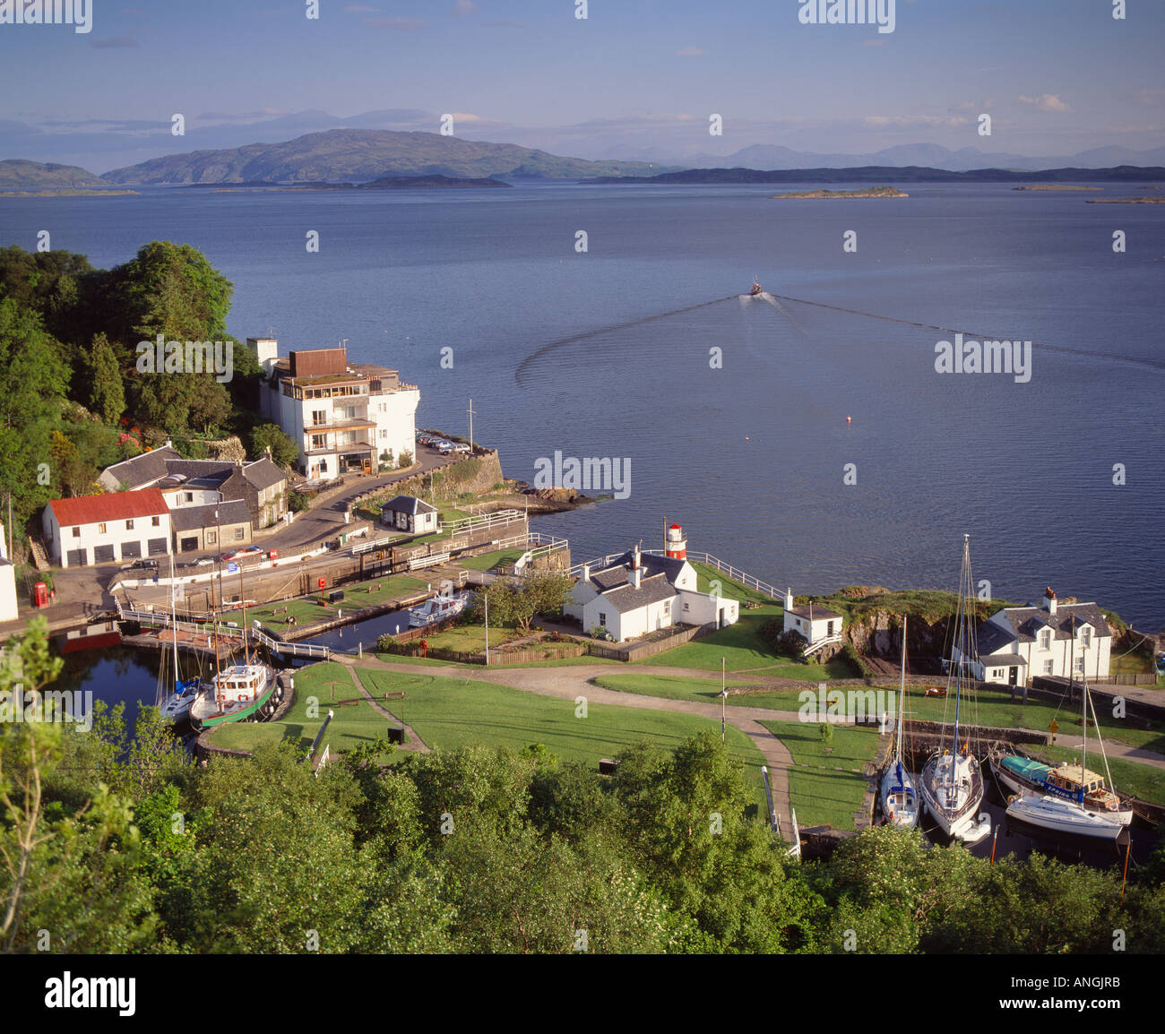 Crinan, Argyll and Bute, Scotland, UK. View over the Crinan Basin, the ...