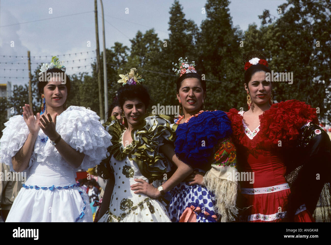 Women in traditional seville dress in seville hi-res stock photography ...
