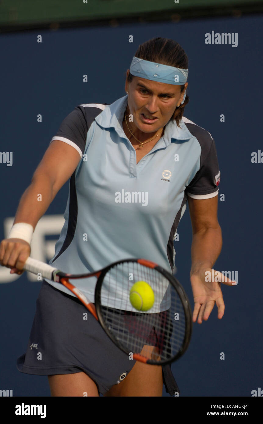 Conchita Martinez returns serve at the 2005 Acura Classic, La Costa ...