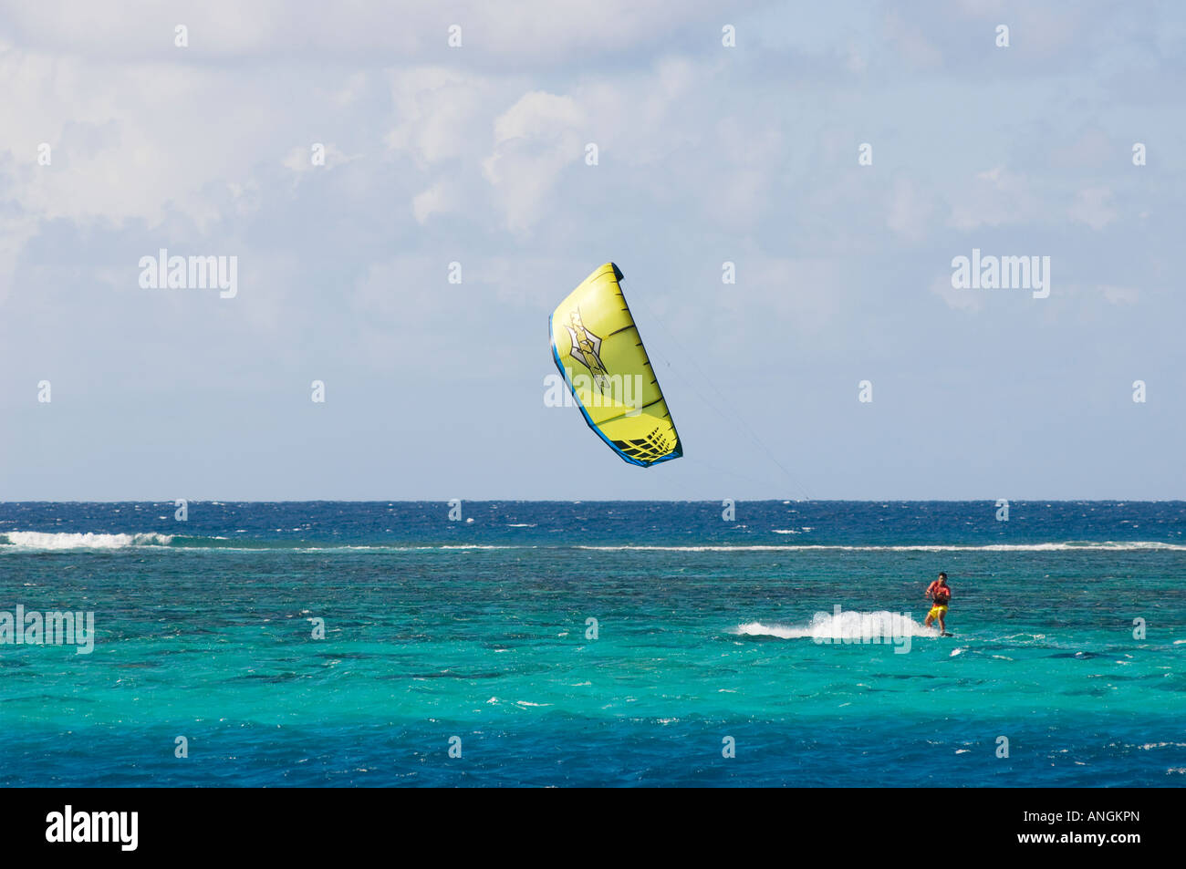 Kite surfer in tropical water, Moorea, French Polynesia Stock Photo - Alamy