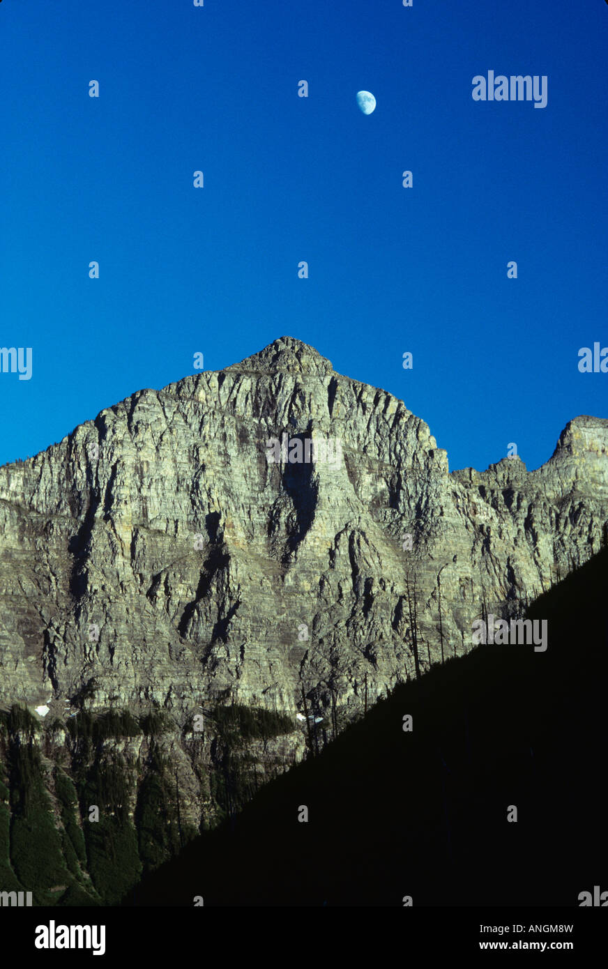 Mt. Cannon and moon, Glacier National Park, Montana USA Stock Photo - Alamy