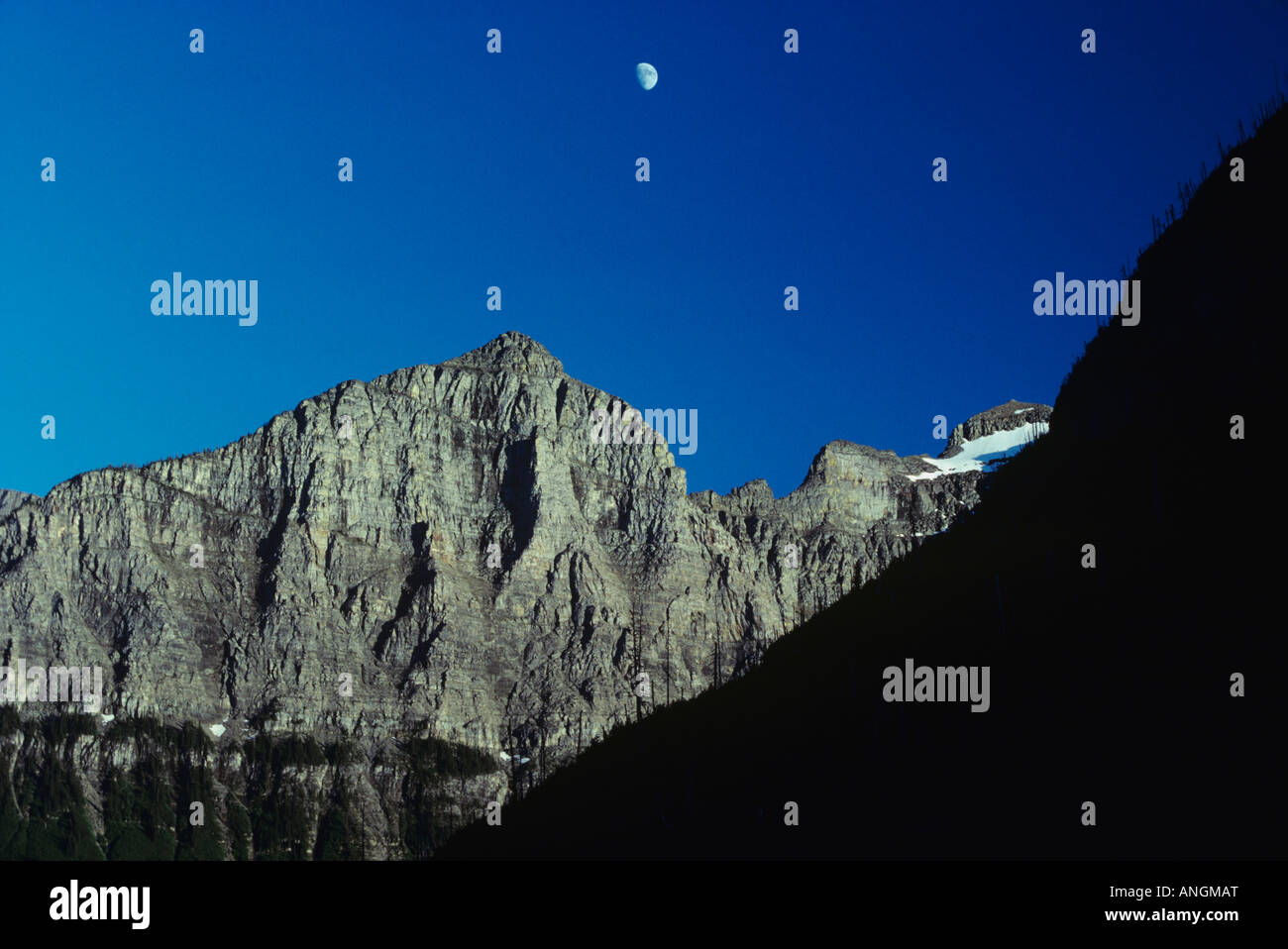 Mt. Cannon and moon, Glacier National Park, Montana USA Stock Photo - Alamy