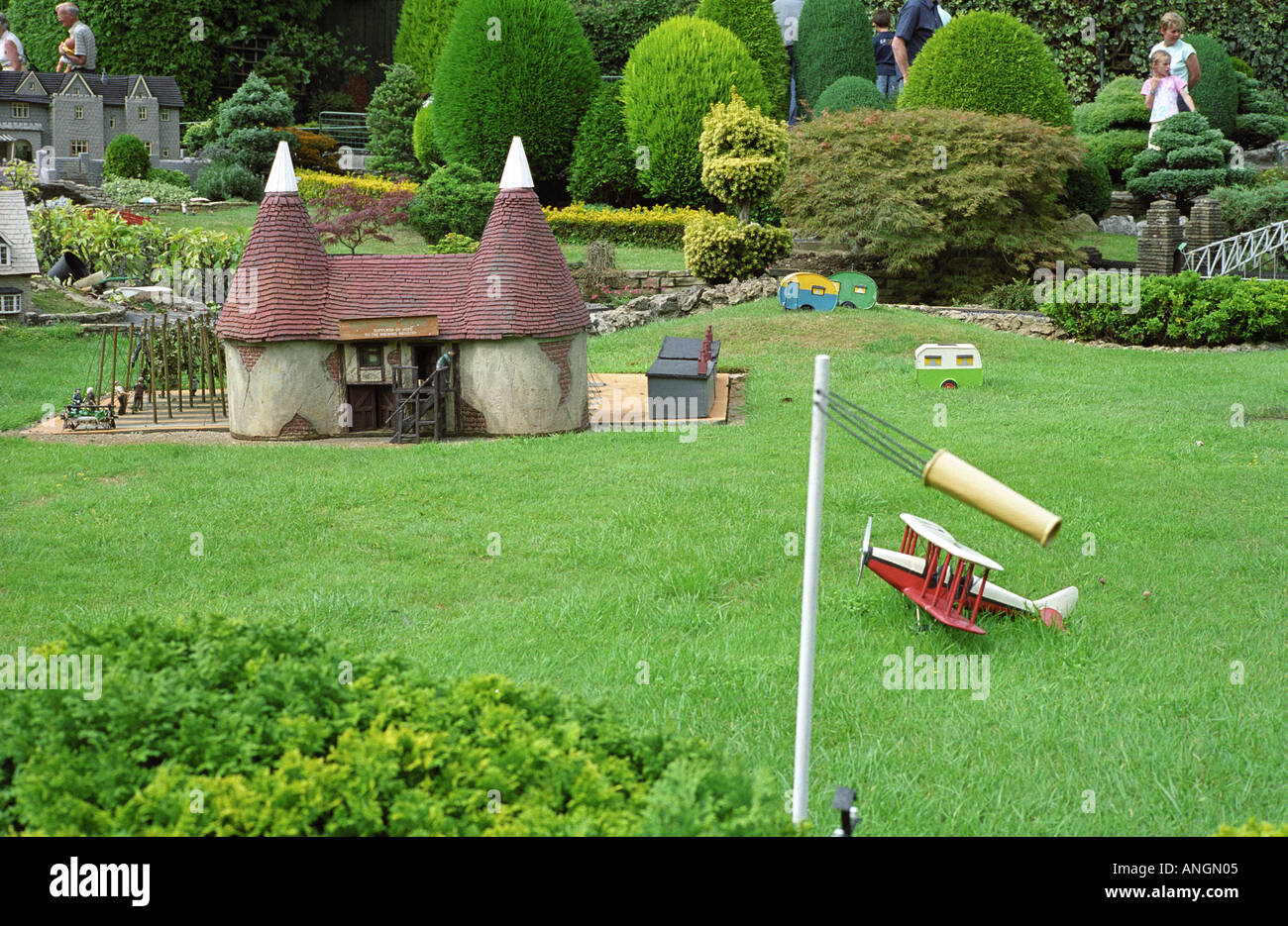 airport and oast house beaconscot model village Stock Photo - Alamy