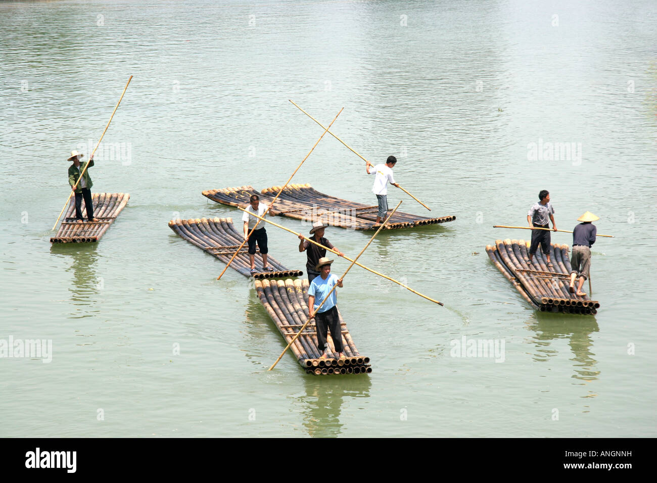 Bamboo rafts on the Li River in China Stock Photo - Alamy