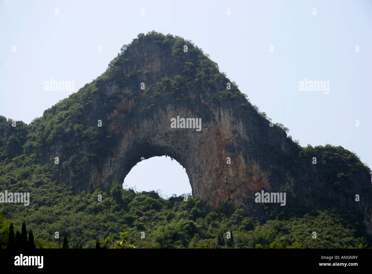 Moon Hill a karsk mountain near Yangshuo China Stock Photo - Alamy