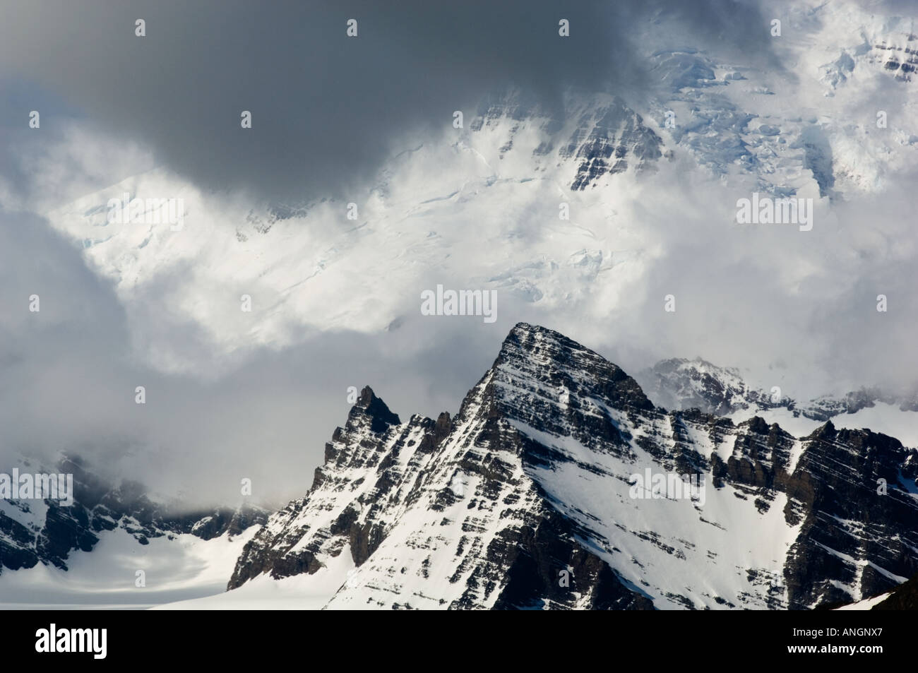 South Georgia Island, South Atlantic Ocean, Clouds cling to Allardyce ...