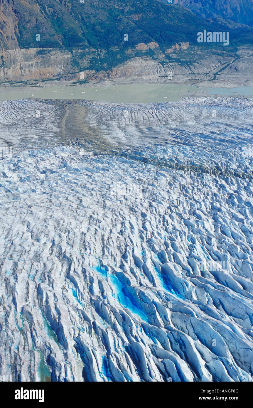 Aerial view of Llewellyn Glacier, Atlin Provincial Park, British ...