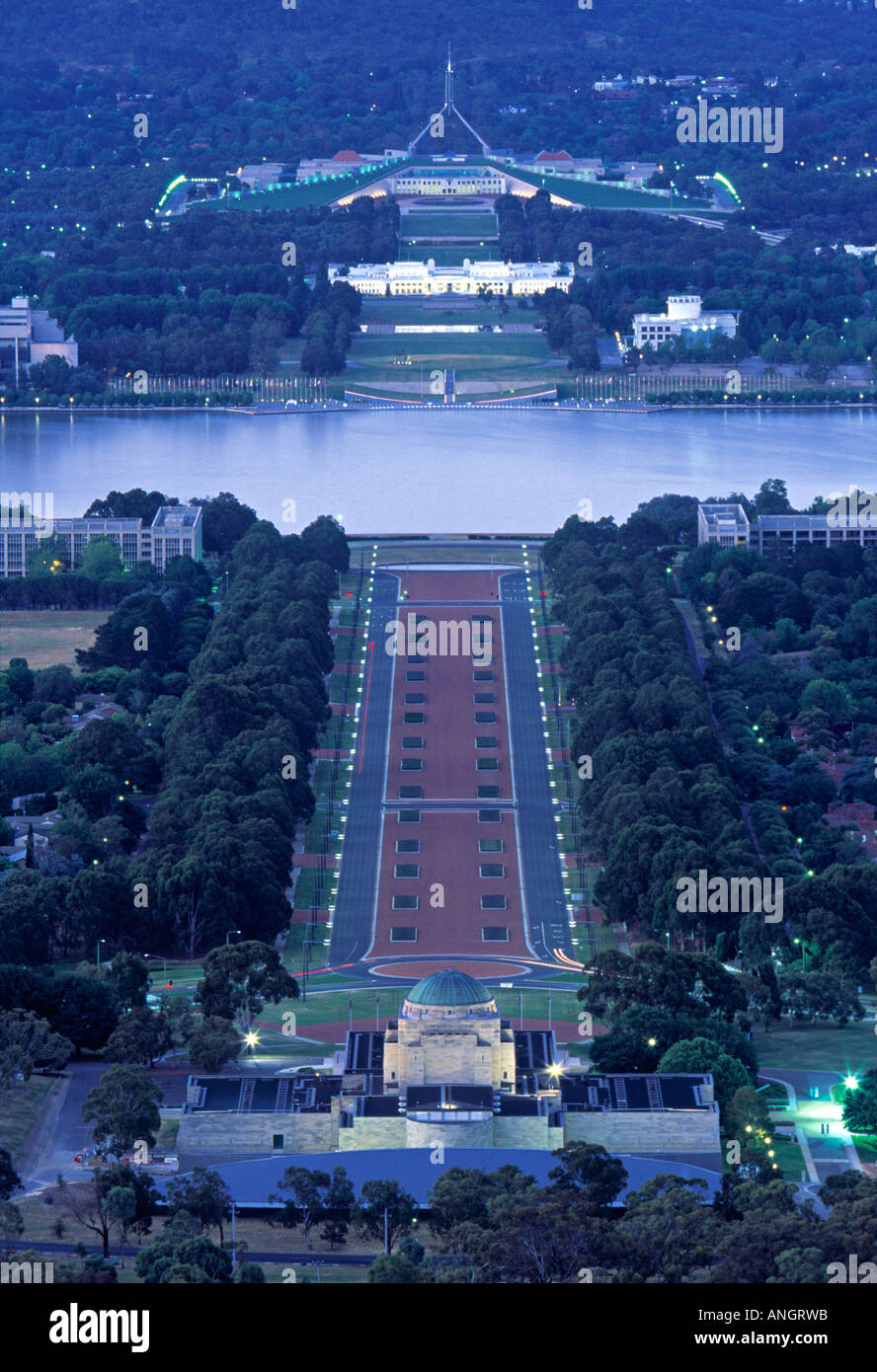 Anzac Parade & Parliament Buildings, Canberra, ACT, Australia Stock ...
