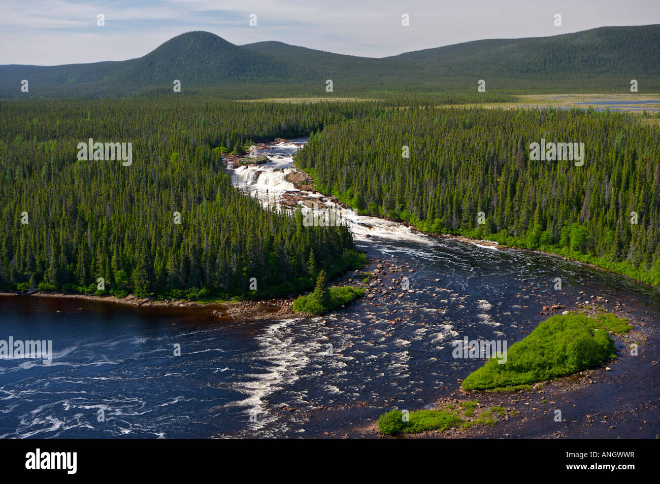 Aerial view of white bear river falls in southern labrador hi-res stock ...