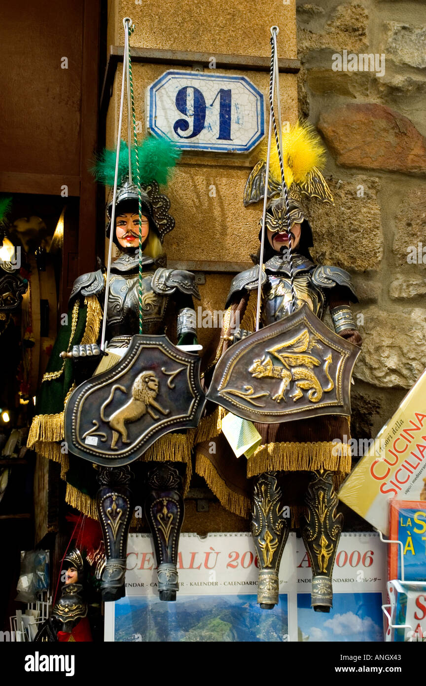 Cefalu medieval knights knight toys doll toy Italy Sicily Stock Photo ...