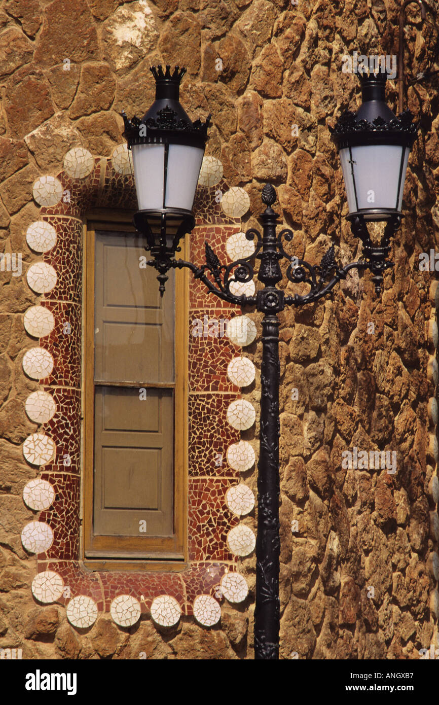 Spain Barcelona Antoni Gaudi i Cornet Guell Park. Detail close-up of ...