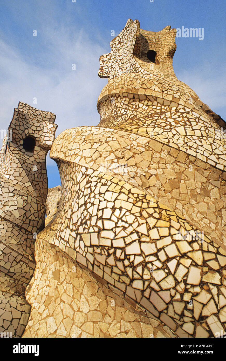 Europe Spain Barcelona Architect Antoni Gaudi i Cornet La Pedrera Casa ...