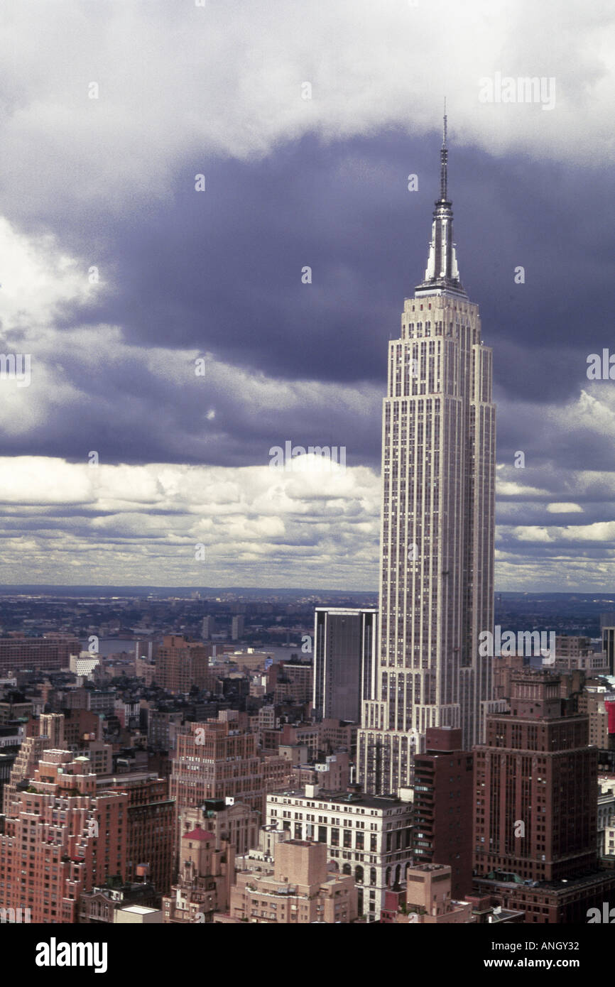 The Empire State Building New York City skyline. Art Deco skyscraper ...