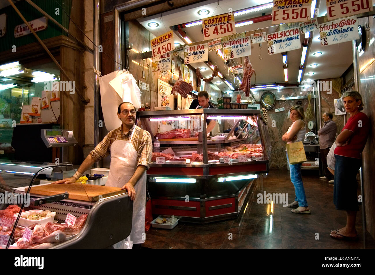 Palermo Sicily Butcher Italy meat delicatessen Stock Photo - Alamy